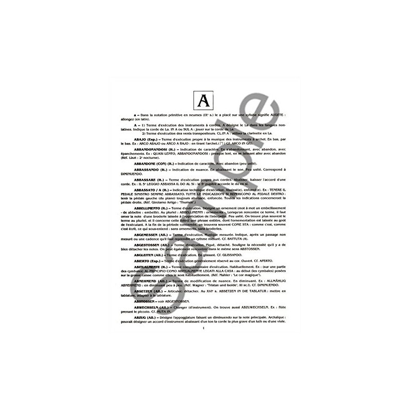 Alain Bonnard - Le lexique, annotations et termes musicaux