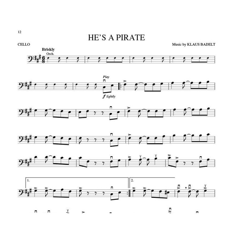 PIRATES DES CARAIBES - Partition violoncelle